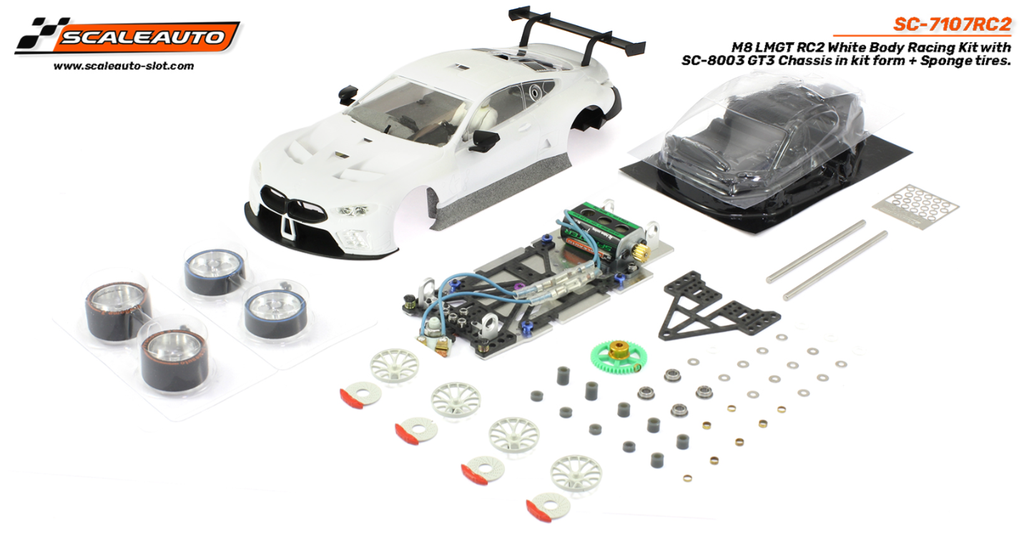 Scaleauto : BMW M8 LMGT RC2 White Body Racing Kit with SC-8003 GT3 ...